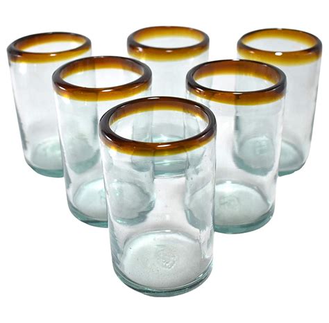 Hand Blown Mexican Drinking Glasses Artisan Crafted From Mexico Set Of
