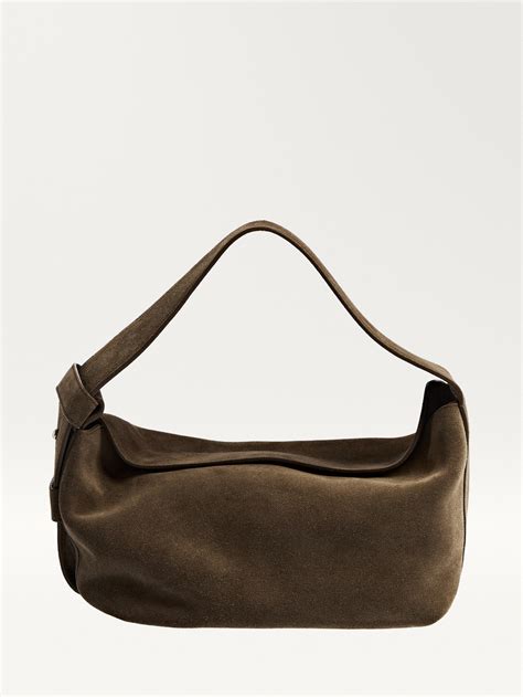 Split Suede Leather Shoulder Bag · Green · Accessories Massimo Dutti