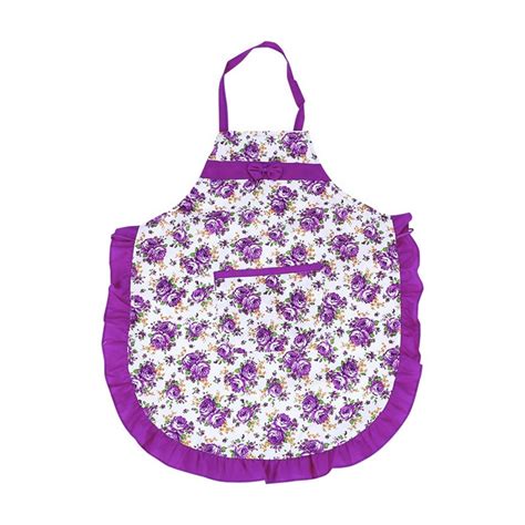 Farfi Women Bib Floral Print Bowknot Kitchen Restaurant Cooking Pocket