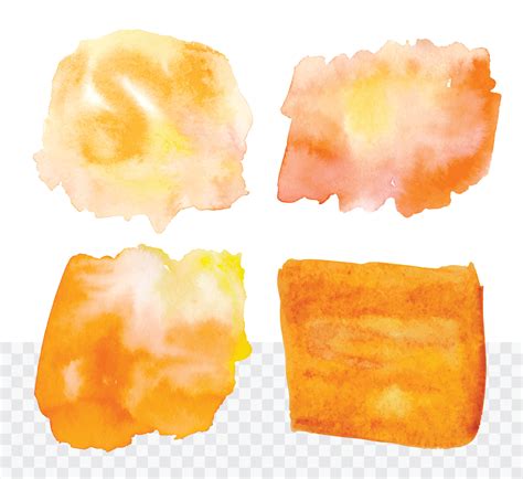 Set Of Watercolor Orange Stain Vector Hand Painted Abstract Background