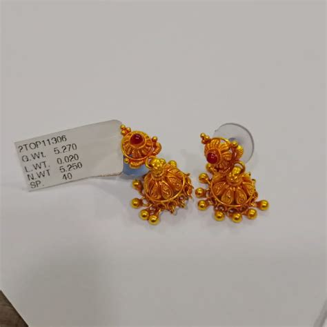 Buy Quality Yellow Gold 22k Temple Jumka Earring In Pune