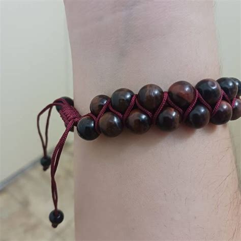Handcrafted Red Tiger Eye Bracelet Adjustable Double Layer Design Etsy