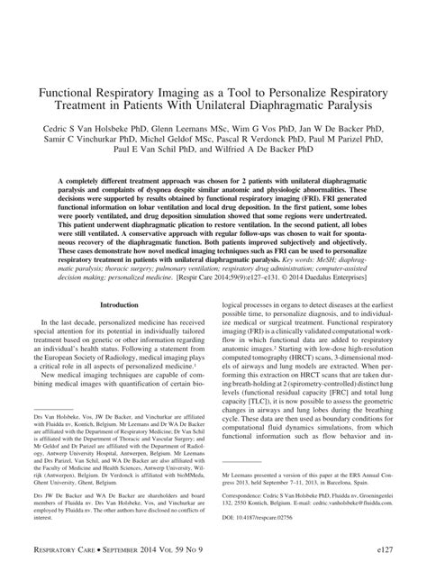 Pdf Functional Respiratory Imaging As A Tool To Personalize Respiratory Treatment In Patients