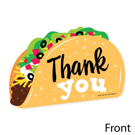Taco ‘bout Fun Shaped Thank You Cards Mexican Fiesta Thank You Note