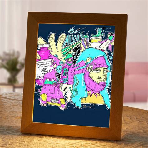 Yeat 2 Alive Comic Lamp Classic Celebrity Lamp With Wooden Frame