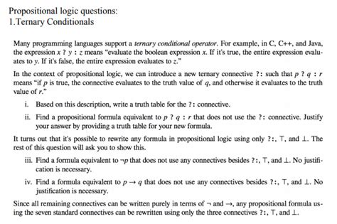 Solved Propositional Logic Questions 1ternary Conditionals