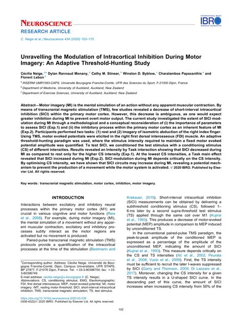 Pdf Unravelling The Modulation Of Intracortical Inhibition During