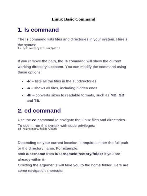 Linux Basic Command Pdf Computer File Sudo