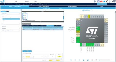 STM ADC Multi Channel Scan DMA Single Conversion