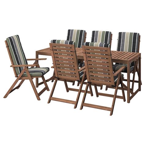 NÄmmarÖ Table 6 Reclining Chairs Outdoor Light Brown Stainedfrösön