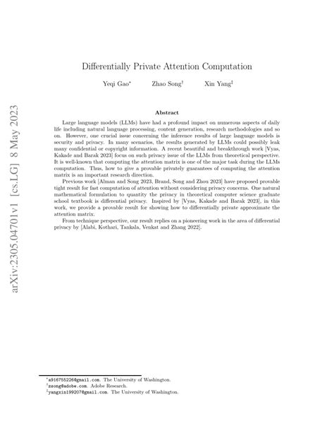 PDF Differentially Private Attention Computation