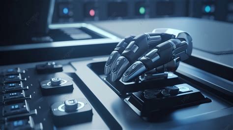 動畫機器人手按按鈕 3d 渲染機器人手與鍵盤鎖定按鈕一起使用 高清攝影照片背景圖片和桌布免費下載