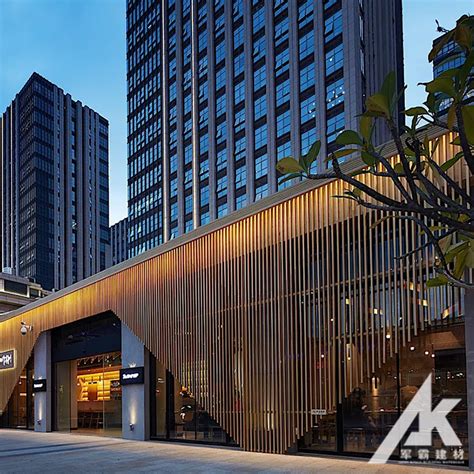 铝方通外墙效果图 铝单板幕墙效果图 外墙铝方通安装图纸 大山谷图库