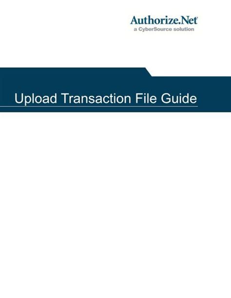 Upload Transaction File Guide Pdf Authorizenet