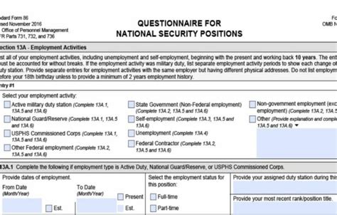 Army Form Sf 86 Fillable Printable Forms Free Online
