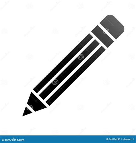 Pencil Symbol Icon Black Gradient Isolated Vector Stock Vector