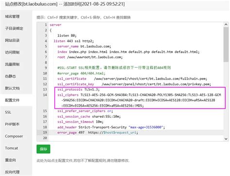 宝塔面板如何快速设置支持TLS V 提高HTTPS加密网址访问速度 老蒋部落