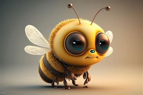 Sorriso Bonito 3D Abelhinha Personagem Kawaii Abelha Realista Olhos