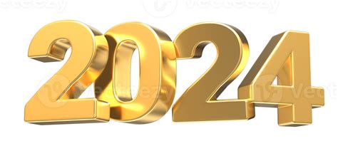 New Year Number 2024 Gold 3d 27257262 Png