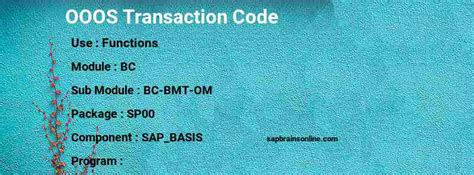 OOOS SAP Tcode For Functions