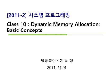 Ppt Class Dynamic Memory Allocation Basic