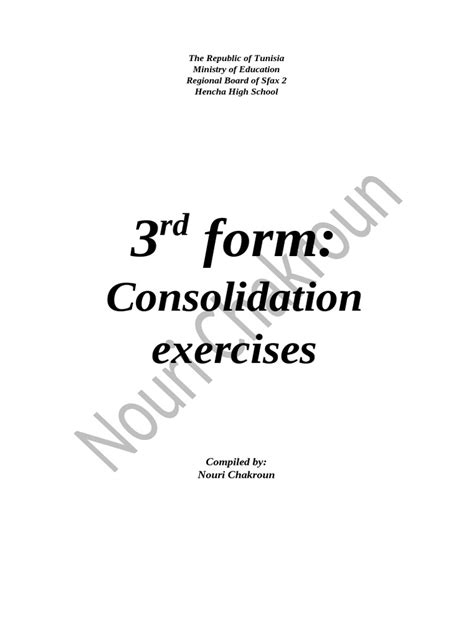3rd Form Consolidation Exercises Pdf