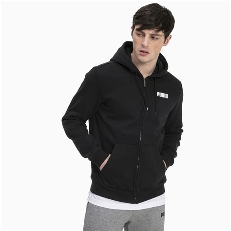 Essentials Full Zip Fleece Mens Hoodie Black Puma