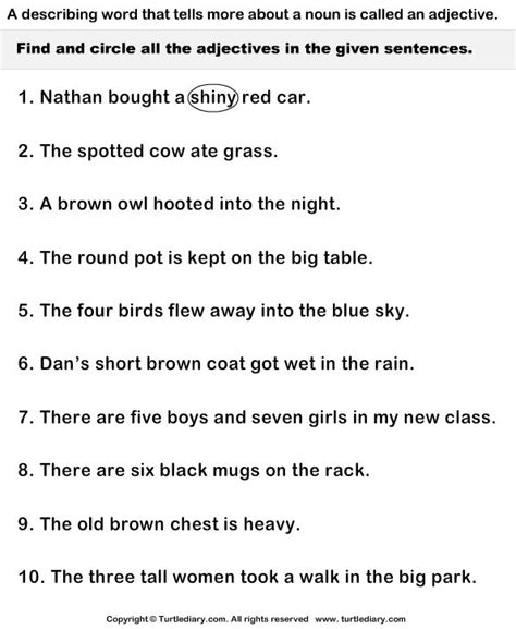 Adjective Worksheets Grade 6 Free Download