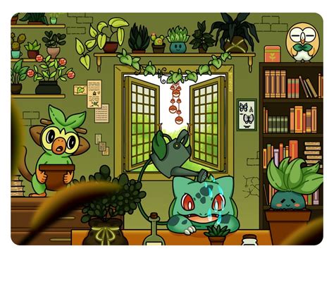 Rowlet Bulbasaur Grookey And Oddish Pokemon Drawn By Bitsyfoxy