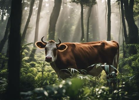 Premium Photo A Cow In Jungle