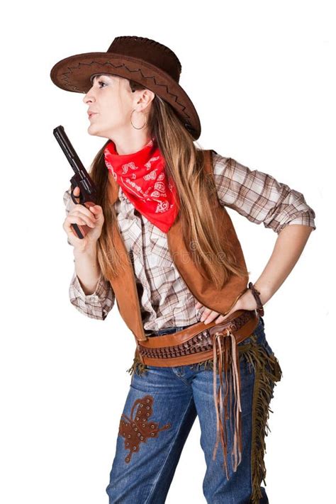Cowgirl With A Gun Stock Image Image Of Handgun Face 20945233