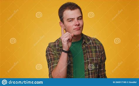 Displeased Man Shakes Finger Saying No Be Careful Scolding Giving