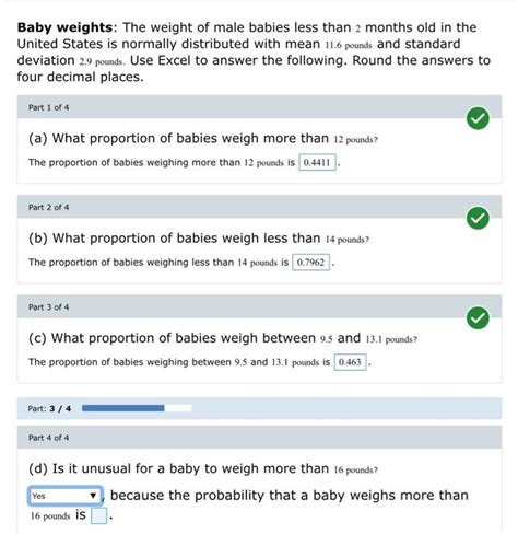 Solved Baby Weights The Weight Of Male Babies Less Than 2 Chegg