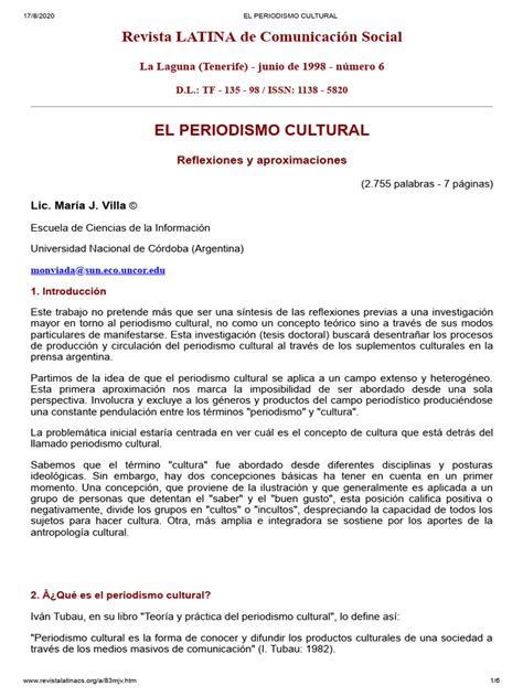 El Periodismo Cultural 2 Pdf Antropología Periodismo