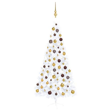 Demi arbre de No l artificiel pré éclairé et boules blanc cm Leroy Merlin