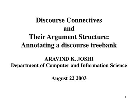 Ppt Discourse Connectives Annotating Argument Structure Powerpoint