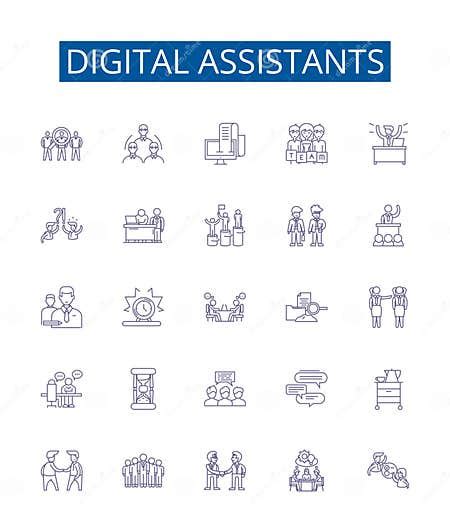 Digital Assistants Line Icons Signs Set Design Collection Of Virtual Assistants Digital Siri