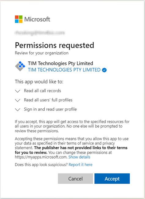 Tim4biz Call Accounting Microsoft Teams Authentication Setup