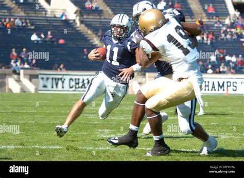 Yale Quarterback Matt Polhemus 11 Runs The Ball Past Lehigh Defenders