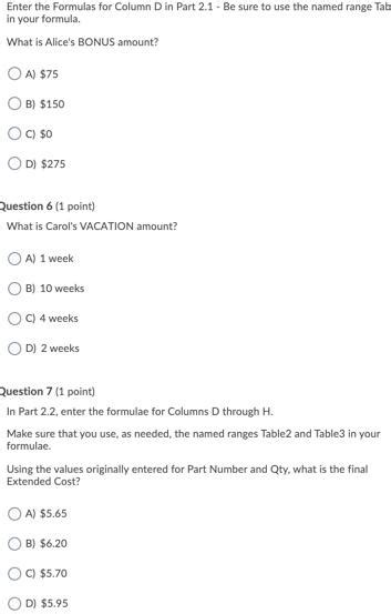 USE THE Vlookup WORKSHEET TO ANSWER THE QUESTIONS IN Chegg Com