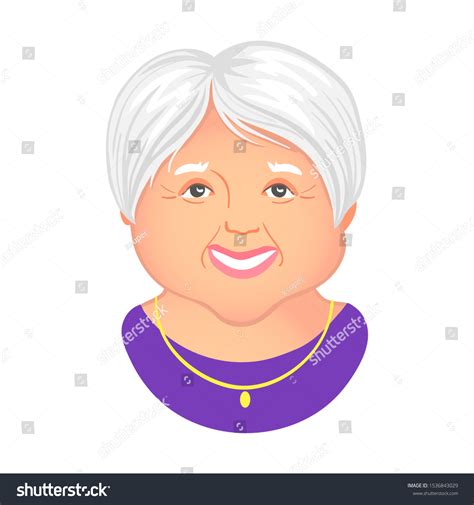 Vector Portrait Happy Smiling Old Lady Stock Vector Royalty Free