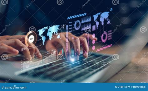 An Analyst Uses A Computer And Dashboard For Data Business Analysis And A Data Management System