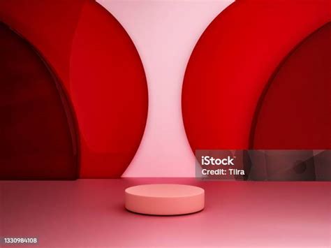 복사 공간 3d 렌더링 추상적 배경 디자인으로 미니멀리즘 스타일로 프리젠 테이션을 모의 핑크 컬러 연단이있는 장면 강단에 대한 스톡 사진 및 기타 이미지 Istock