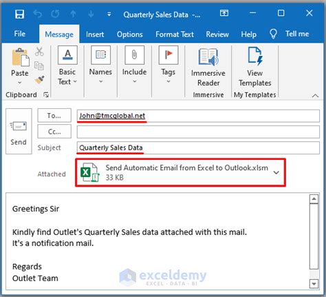 How To Send Automatic Email From Excel To Outlook 4 Methods