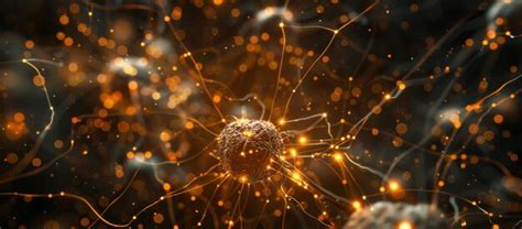 Abstract Background Glowing Neurons Dark Brown Orange Black Palette Dust Particles Light Beams