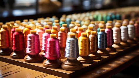 Colorful Spools Of Thread On The Stand Premium AI Generated Image