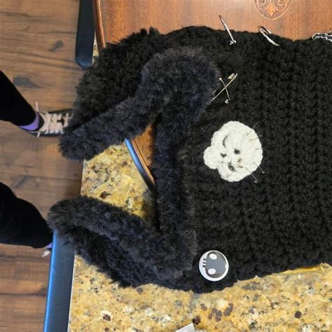 Handmade Crochet Cat Hat Cat Ear Beanie Cat Ear Hat In Black And Grey
