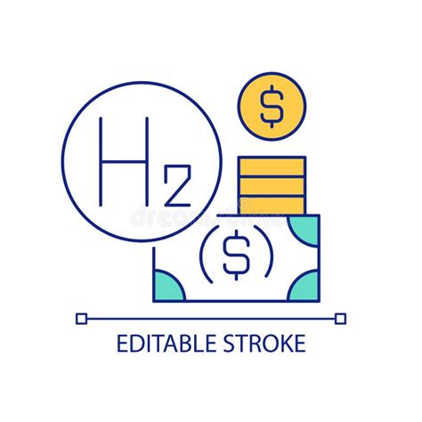 hydrogen production efficiency rgb color icon stock vector
