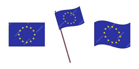 Eu 플래그 표시 설정 유럽 연합 국가 상징 유럽 국가의 경제적 정치적 통일 프리미엄 벡터