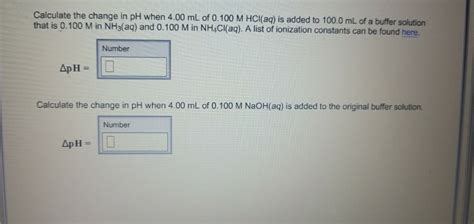 Solved Calculate The Change In PH When ML Of That Is Chegg
